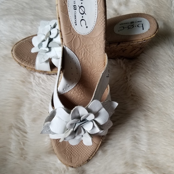 Born Concepts | Shoes | Born Concepts White Leather Flower Wedge ...